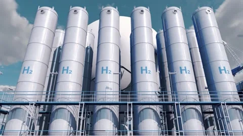 Hydrogen storage tanks (H2). Clean and e... | Stock Video | Pond5