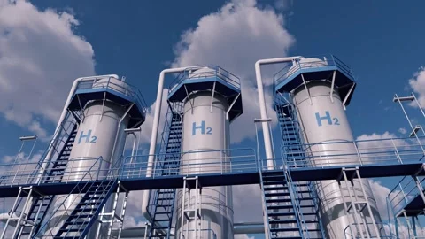 Hydrogen storage tanks (H2). Clean and e... | Stock Video | Pond5