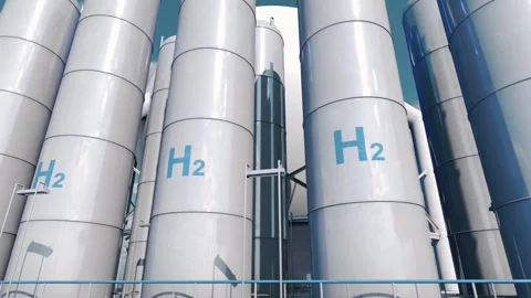 Hydrogen storage tanks (H2). Clean and e... | Stock Video | Pond5