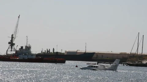 Hydroplane float on the port factory are... | Stock Video | Pond5