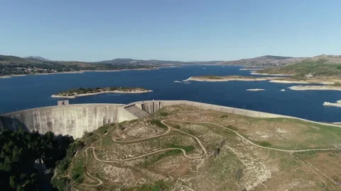 Hydropower Dam in Europe Aerial View | Stock Video | Pond5