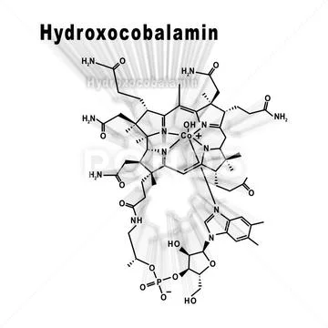 Hydroxocobalamin vitamin B12, Structural chemical formula: Royalty Free ...