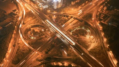 Hyper lapse of aerial view of highway ju... | Stock Video | Pond5