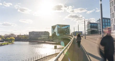Hyper lapse waterfront walk at spree riv... | Stock Video | Pond5