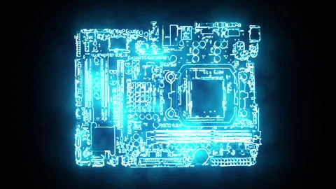 Hyper realistic 3d animated neon compute... | Stock Video | Pond5
