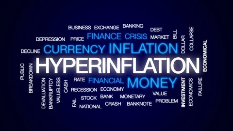 Hyperinflation animated word cloud, text... | Stock Video | Pond5