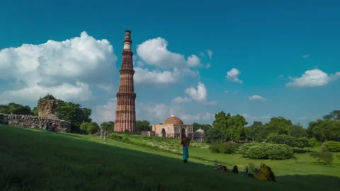 HyperLapse of Crowd Bustling around Qutu... | Stock Video | Pond5