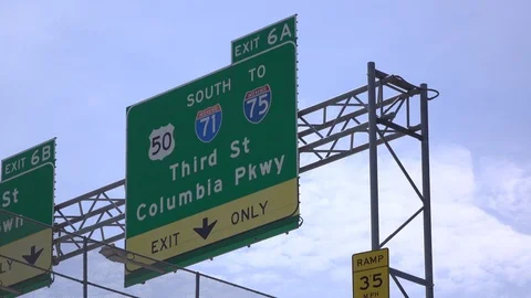 I75 Downtown exit signs for Cincinnati O... | Stock Video | Pond5