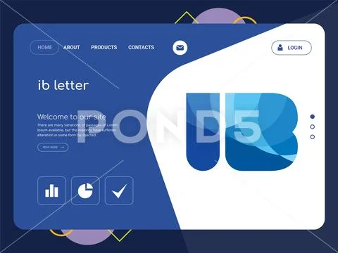 Ib letter Landing page website template design ~ Clip Art #90173691