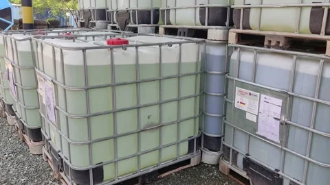 IBC Tank for caustic soda liquid. | Stock Video | Pond5