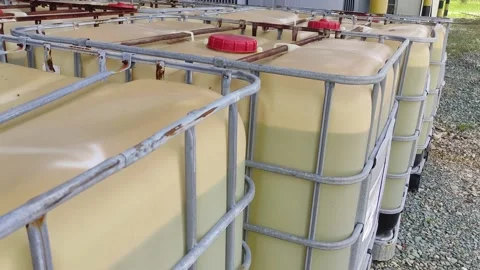 IBC Tank for caustic soda liquid. | Stock Video | Pond5