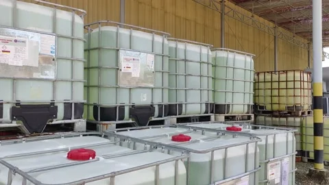 IBC Tank for caustic soda liquid. | Stock Video | Pond5