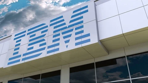IBM logo on the modern building facade. ... | Stock Video | Pond5