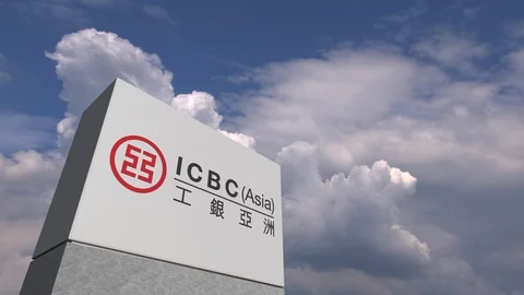 ICBC logo on sky background, editorial a... | Stock Video | Pond5