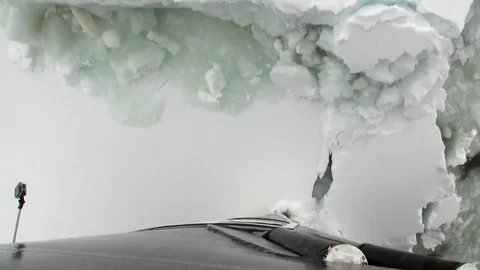 Ice chopping movement icebreaker view fr... | Stock Video | Pond5