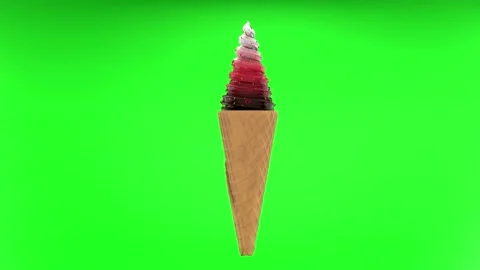 Ice cream in a cone is spinning on a gre... | Stock Video | Pond5