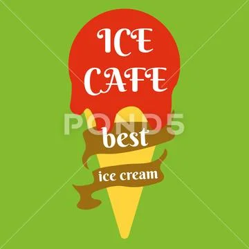 Ice cream logo icon. Sweet frozen dessert food in waffle. Abstract ...