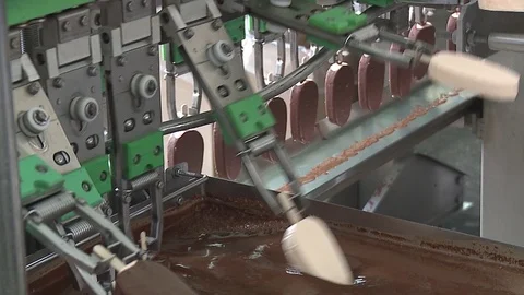 ice cream production, chocolate coating ... | Stock Video | Pond5