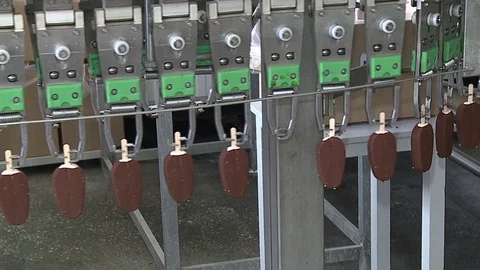 ice cream production, chocolate coating ... | Stock Video | Pond5