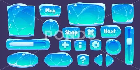 Ice game ui buttons set isolated on background: Royalty Free #255550470