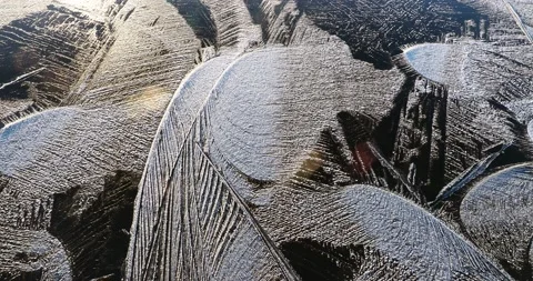 Ice patterns on a frozen tarn on the sum... | Stock Video | Pond5