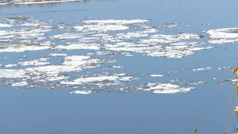 Ice in the spring on the river. the ice ... | Stock Video | Pond5