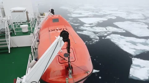 An ice strengthened ship pushing through... | Stock Video | Pond5