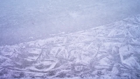 Ice surface. Top View Of Frozen Water Su... | Stock Video | Pond5