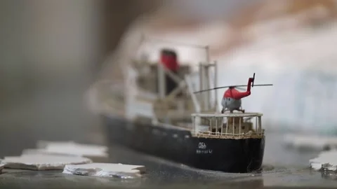 icebreaker ship model with helicopter 03 | Stock Video | Pond5