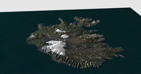 Iceland map rotation 360 loop cw with 3d... | Stock Video | Pond5