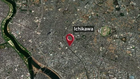 Ichikawa City Map Zoom (Japan) from Spac... | Stock Video | Pond5