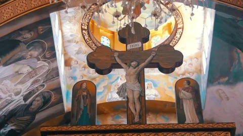 Icon Crucified Lord God on the cross, an... | Stock Video | Pond5