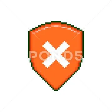 Icon of red shield with red cancel cross symbol ~ Clip Art #187609503