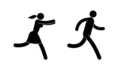 Icon woman chasing man running. Pictogra... | Stock Video | Pond5