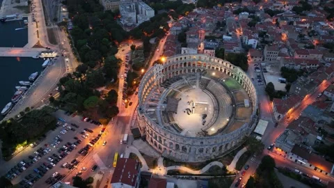 iconic amphitheatre in Pula, Croatia, ni... | Stock Video | Pond5