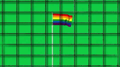 Iconic flag behind cage and green screen... | Stock Video | Pond5