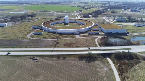 Iconic Max iv national laboratory on sun... | Stock Video | Pond5