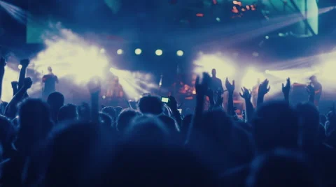 Iconic night rock concert front row crow... | Stock Video | Pond5