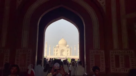 Iconic Taj Mahal of India is an ivory-wh... | Stock Video | Pond5