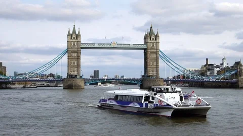 iconic Tower Bridge with red double dec... | Stock Video | Pond5
