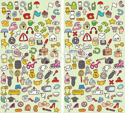 Icons Differences Visual Game: Royalty Free #130008106