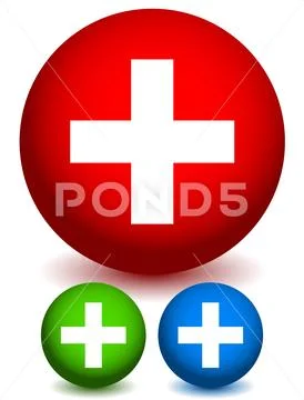 Icons with Plus Sign. Sign for Medical, First-aid, Health-Care concepts ...