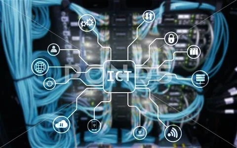ICT - information and communications technology concept on server room ...