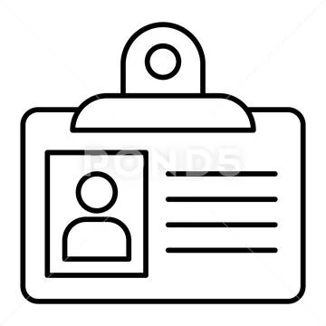 Id card with clasp thin line icon. Identification badge computer vector ...