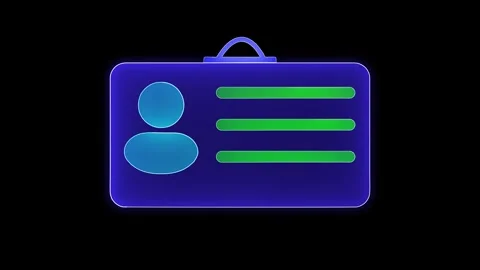 ID Card icon. Identification cards neon ... | Stock Video | Pond5