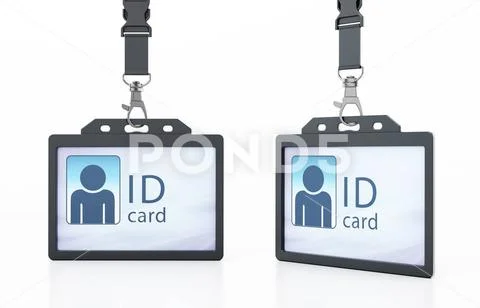ID cards with people silhouette isolated on white background. 3D ...