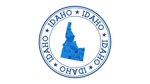 Idaho intro. Badge with the circular nam... | Stock Video | Pond5