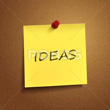 Ideas word on post-it Stock Illustration ~ Graphic #42321176