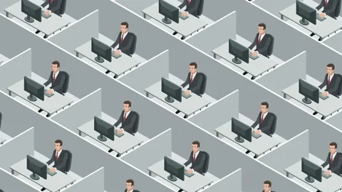 Identical male clones work on a computer... | Stock Video | Pond5