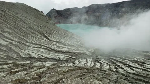 Idjen volcano from bird's eye view | Stock Video | Pond5